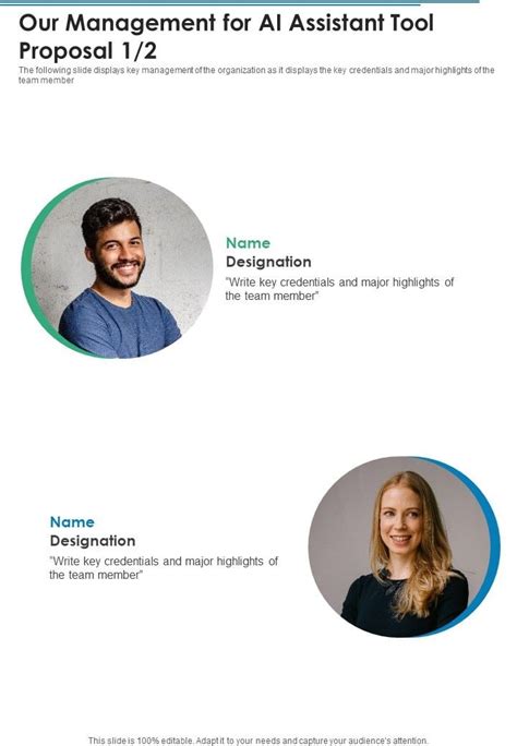 Our Management For Ai Assistant Tool Proposal One Pager Sample Example Docu