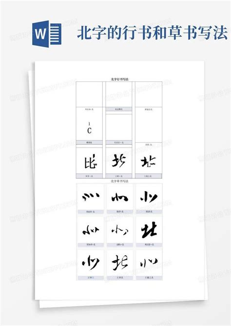 北字的行书和草书写法word模板下载编号qbozdkod熊猫办公