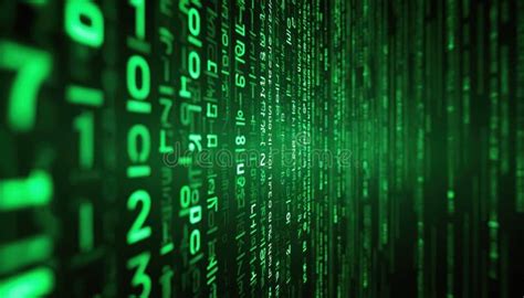 Matrix Style Binary Code Digital Background With Falling Numbers Stock