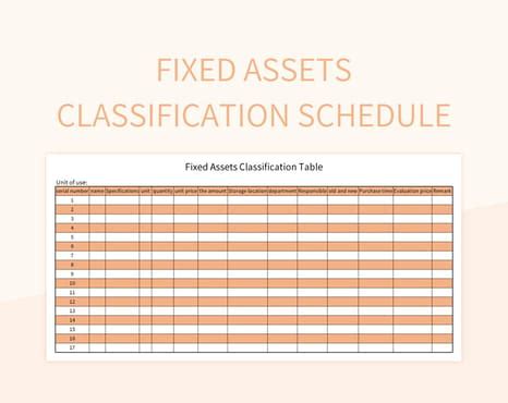 Fixed Assets Classification Schedule Excel Template And Google Sheets File For Free Download