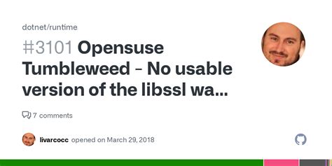 Opensuse Tumbleweed No Usable Version Of The Libssl Was Found · Issue 3101 · Dotnetruntime