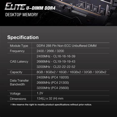 Teamgroup Ram Elite Ddr4 3200 U Dimm 8gb 32gb