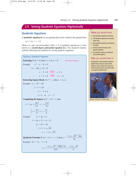Solving Quadratic Equations Algebra Methods