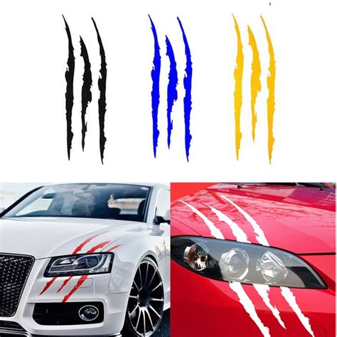 2pcs Claw Marks Sticker Decals Dinosaur Raptor Scratches Jurassic Park