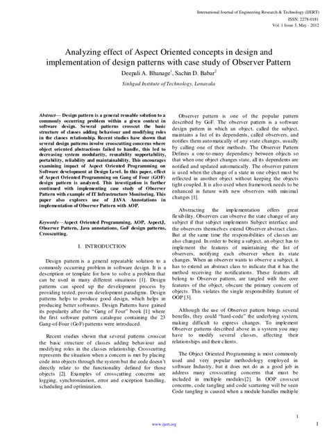 pdf analyzing effect of aspect oriented concepts in design and