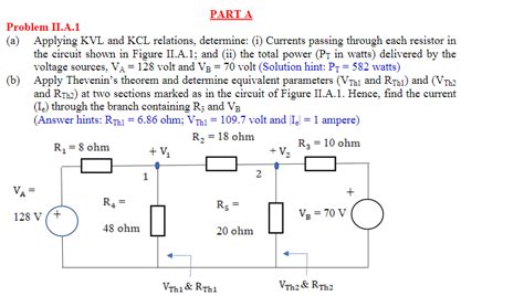 solved part a problem ii a 1 a applying kvl and kcl