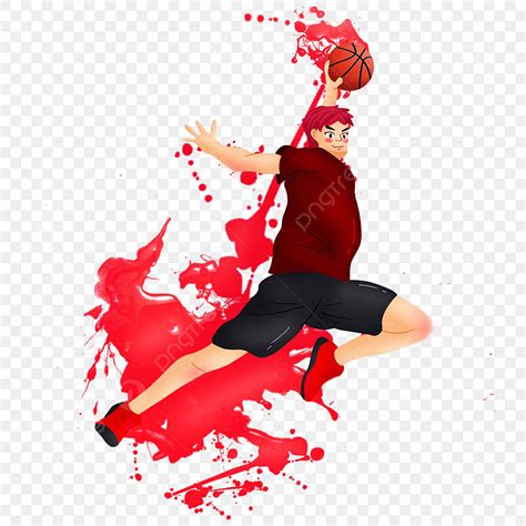 손으로 그린 스포츠 게임 일러스트 슬램 덩크 농구 레드 슬램 덩크 Png 일러스트 및 Psd 이미지 무료 다운로드 Pngtree