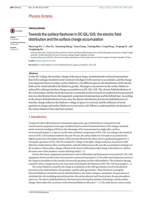 Review Of Dc Surface Flashover Induced By Solid Gas Interface Charge Accumulation In Gil Gis