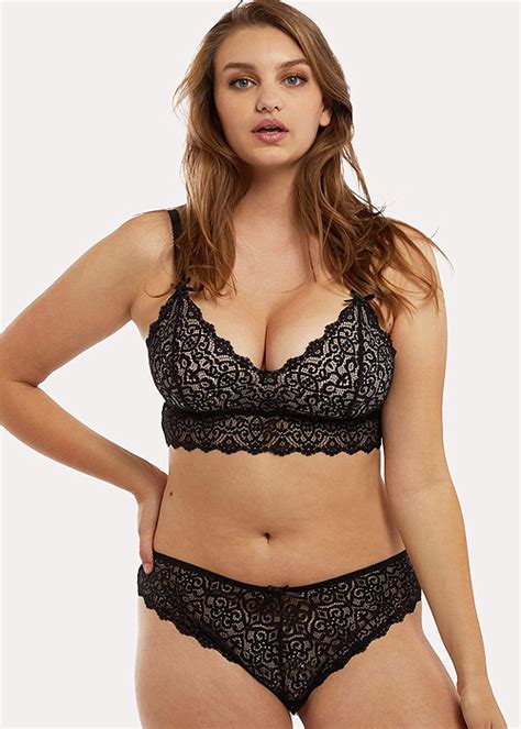 Wolf And Whistle Ariana Black Everyday Lace Brief Uk Tights