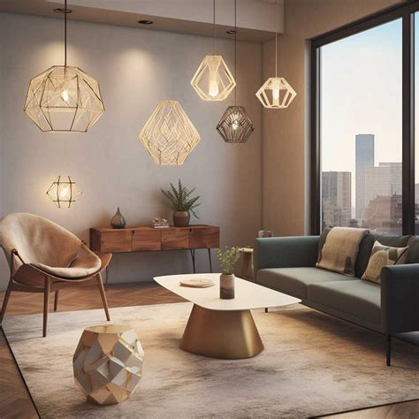 Geometric Lighting Fixtures Enhancing A Modern Living Room • Artfasad
