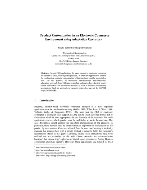 Pdf Product Customization In An Electronic Commerce Environment Using Adaptation Operators