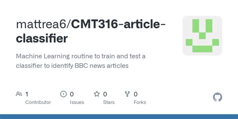 Github Mattrea6cmt316 Article Classifier Machine Learning Routine