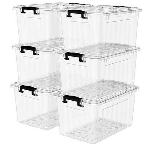 Cetomo 18qt Plastic Storage Bin Stackable Storage Box