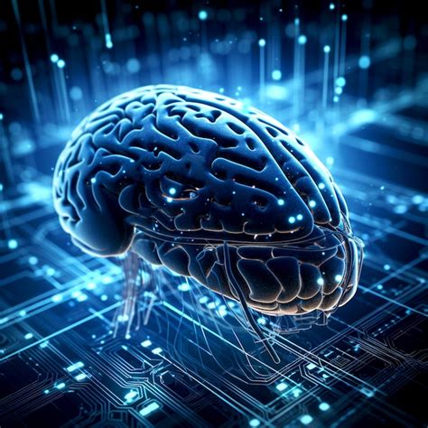 Premium Ai Image Digital Structural Illustration Of Glowing Human Brain On Abstract Digital