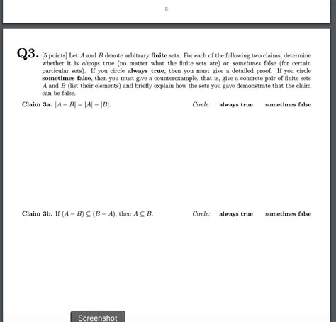 Solved 5 Points Let A And B Denote Arbitrary Finite