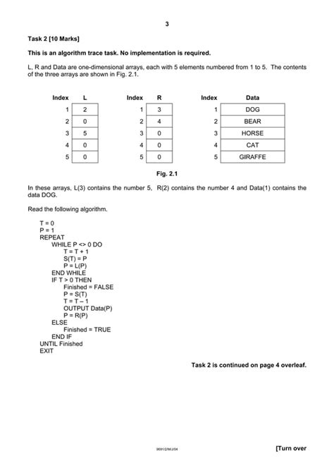 Computing Paper 2 Practical Tests May June 2004 General Certificate Of Education Gce Advanced