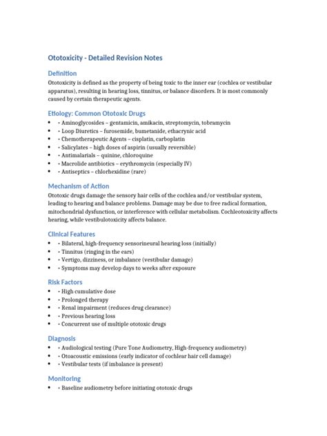 Ototoxicity Detailed Notes Mbbs Pdf