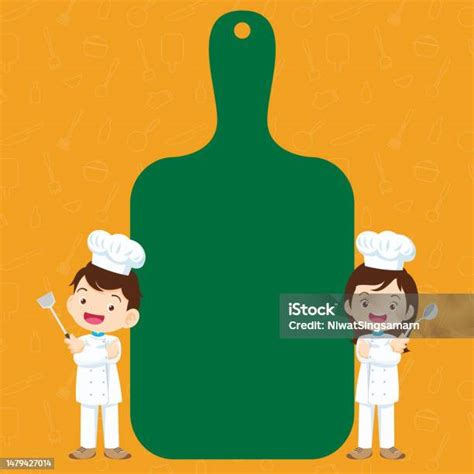 요리사 어린이 요리 클래스 디자인 서식 파일입니다 귀여운 작은 요리사 요리 식사 메뉴 가리기에 대한 스톡 벡터 아트 및 기타