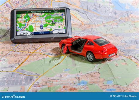 Gps Navigation System On A Traveling Map Stock Image Image Of Satellite Moving