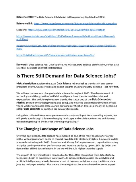 The Data Science Job Market Is Disappearing Updated In 2025 Pdf