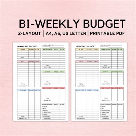 Bi Weekly Budget Template Printable Printables Template Free