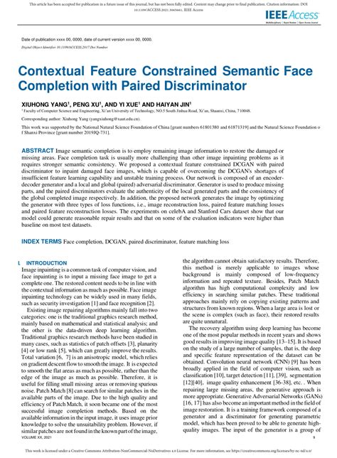 Pdf Contextual Feature Constrained Semantic Face Completion With Paired Discriminator