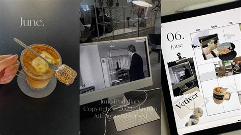 Ipad Diary · 감성가득 차분한 카페 투어한 6월 아이패드 다이어리☕ · 먼슬리 다이어리📓 · 굿노트 다이어리 서식 공유 2022 June Goodnotes