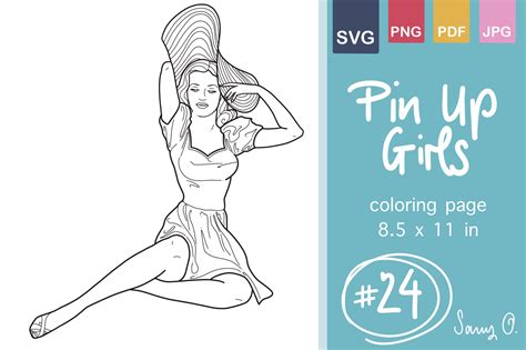 Vintage Pin Upgirls Coloring Clip Art Graphic By Sany O · Creative