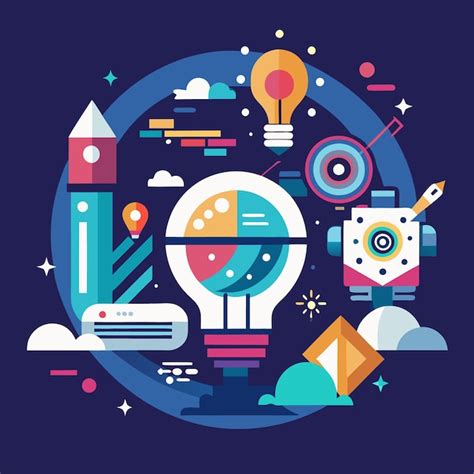 Colorful Abstract Design With Geometric Shapes And Icons Premium Ai Generated Vector