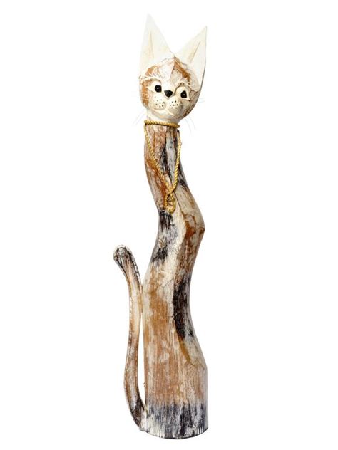 Статуэтка кошка деревянная грациозная высота 1 2м — цена 1650 грн в каталоге Статуэтки Купить
