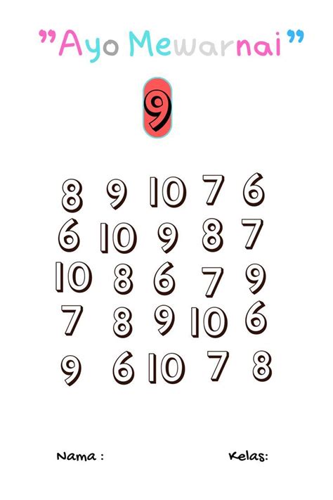 Mewarnai Angka 9 Warna Belajar Melatih
