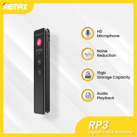 Remax Digital Multimedia Voice Recorder Noise Reduction Rp3 Shopee