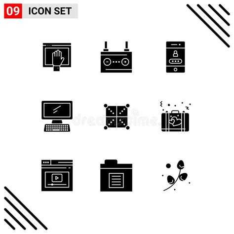 Universal Icon Symbols Group Of 9 Modern Solid Glyphs Of Keyboard