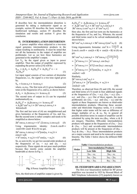 Intermodulation Distortion Cancellation By Feedforward Linearization Of
