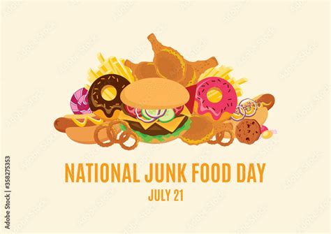 National Junk Food Day Vector Fast Food Icon Vector Fast Food Pile Of