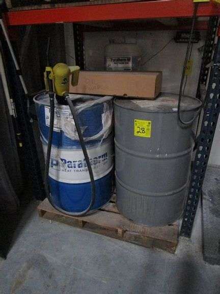 Pallet 3 Drums Of Paratherm Heat Transfer Fluids And Oil Pump