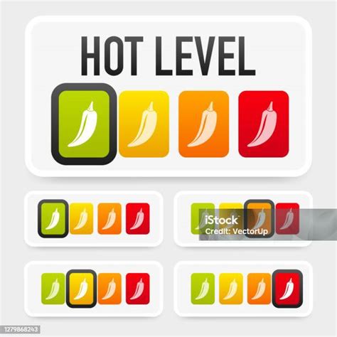 온화한 중간 뜨겁고 지옥 위치와 고추 강도 스케일 표시기 칠리 레벨 벡터 그림입니다 살사에 대한 스톡 벡터 아트 및 기타 이미지 Istock