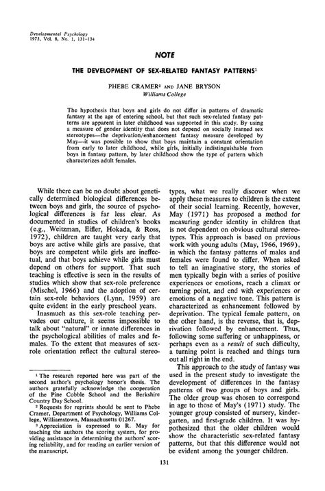 The Development Of Sex Related Fantasy Patterns Request PDF