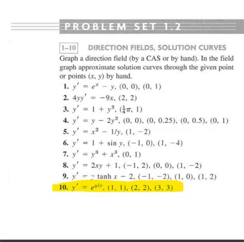 Solved PROBLEM SET DIRECTION FIELDS SOLUTION Chegg Com