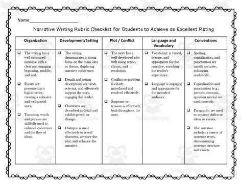 Writing Rubric Bundle For 5th Grade With Checklist By Teach Simple