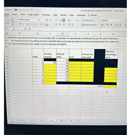 Solved Exponential Smoothing Forecast Moothing