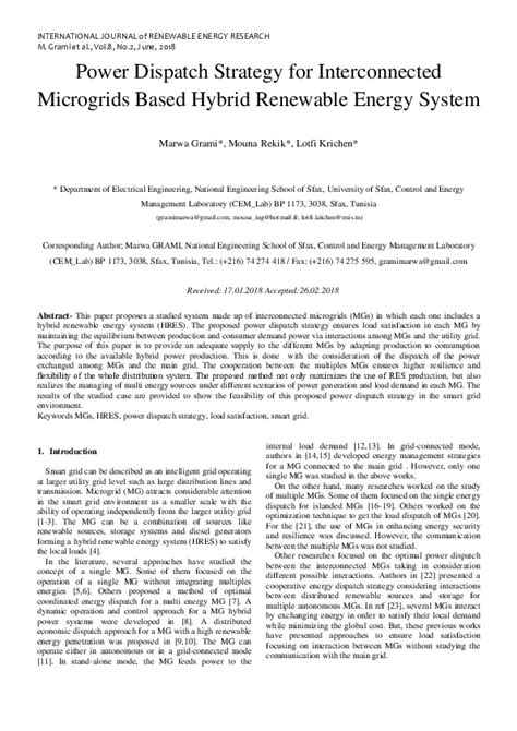 Pdf Power Dispatch Strategy For Interconnected Microgrids Based Hybrid Renewable Energy System