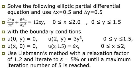 solved solve the following elliptic partial differential equation and use delta x 0 5 and delta