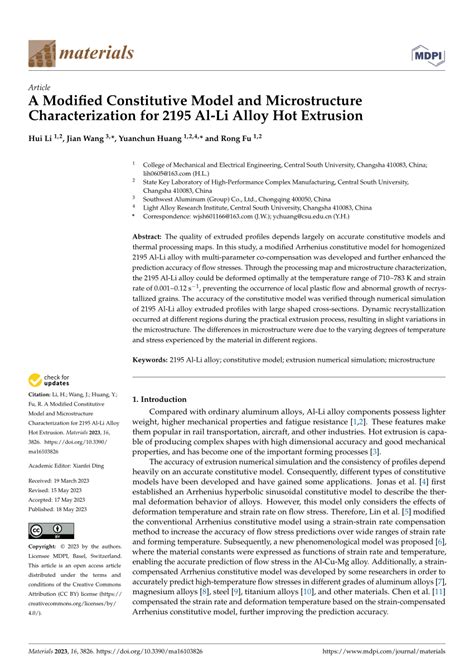Pdf A Modified Constitutive Model And Microstructure Characterization