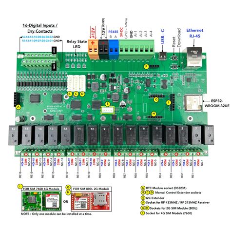 Kc868 A16s 16ch Esp32 Relay Board Ethernet Wifi Switch Mqtt Tcp