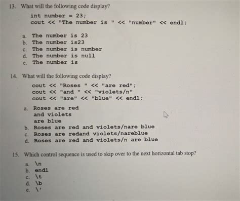 solved what will the following code display 13 int number