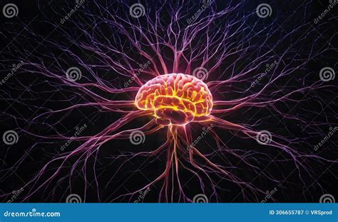 Illuminated Brain And Neural Networks Ai Generated Stock Image Image