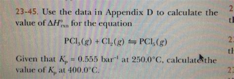 Solved 23 45 Use The Data In Appendix D To Calculate The