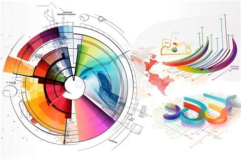 Data Visualization Charts Diagrams Vibrantly Illustration With White Background Stock