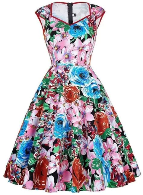 Robe Style 50s Vintage Fleurie Vêtement Vintage